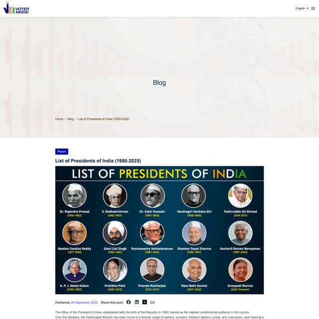 Detailed List of Presidents of India including tenure, contribution and ...