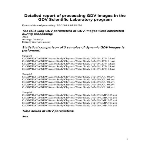 Detailed report of processing gdv images in the gdv scientific ...