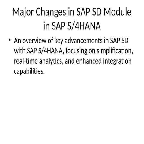 Detailed SAP SD Changes s4 HANA rise wit | PPTX