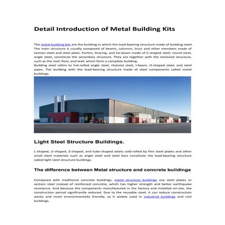 Detail introduction of metal building kits | PDF