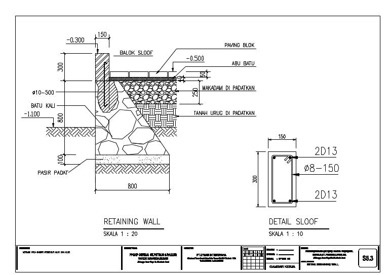 Top Of Stone Retaining Wall Construction Detail