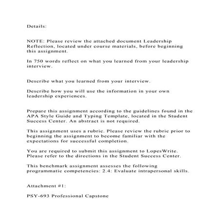 DetailsNOTE Please review the attached document Leadership R | DOCX