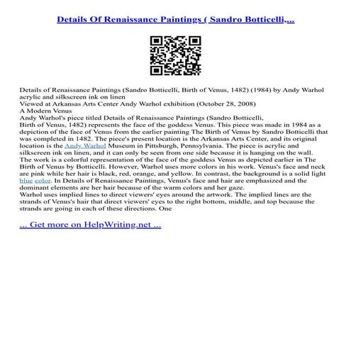 Details Of Renaissance Paintings ( Sandro Botticelli,... | PDF