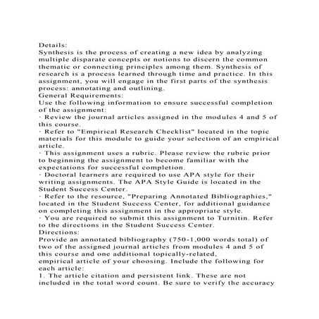 DirectionsLocate the annotated bibliography and outline you.docx