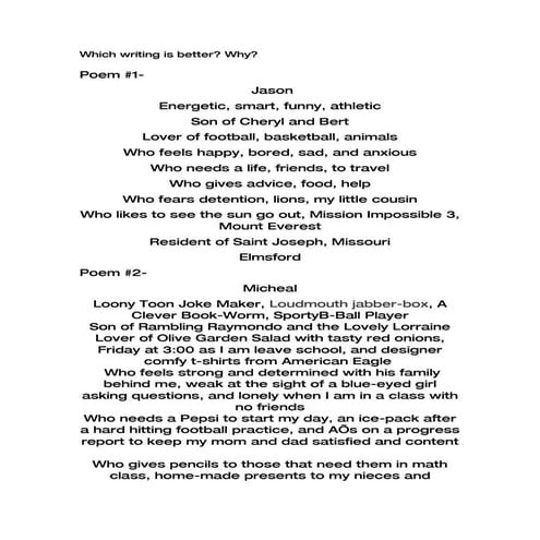 Details to the auto bio poem | RTF