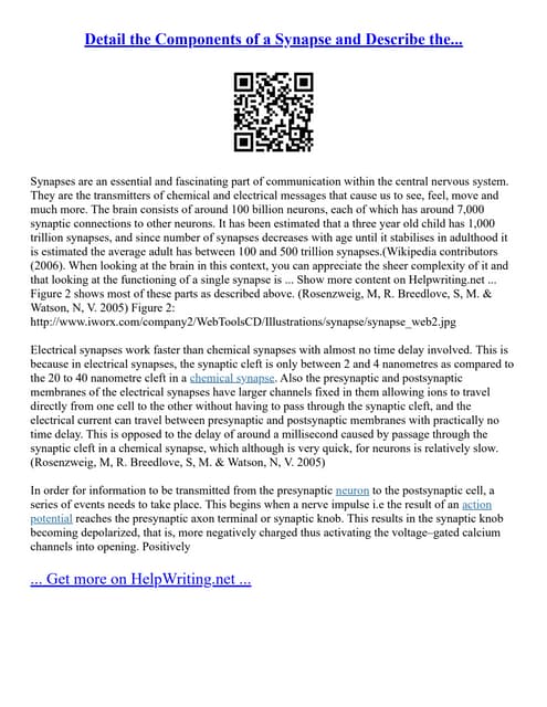 Nervous system 3; Synapses and Neurotransmitters | PPT