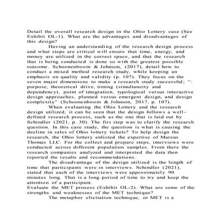 Detail the overall research design in the Ohio Lottery case (See E | DOCX