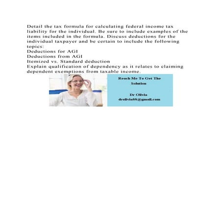 Detail the tax formula for calculating federal income tax liability .docx