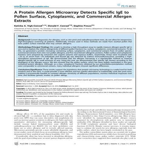 Deteccion especifica de ig e con microarray | PDF | Allergies ...
