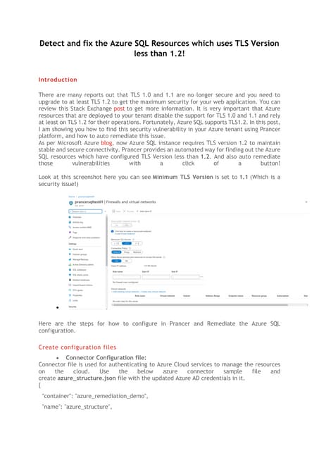 Detect And Fix The Azure Sql Resources Which Uses Tls Version Less Than 3591