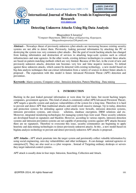 Detecting Unknown Attacks Using Big Data Analysis Pdf