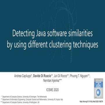 Detecting Java Software Similarities By Using Different Clustering Ppt 9681