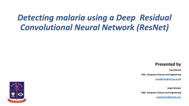 Detecting malaria using a deep convolutional neural network | PPTX Detecting malaria using a deep convolutional neural network | PPTX