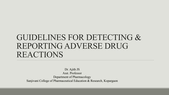 Detection and Reporting of Adverse Reaction | PPT