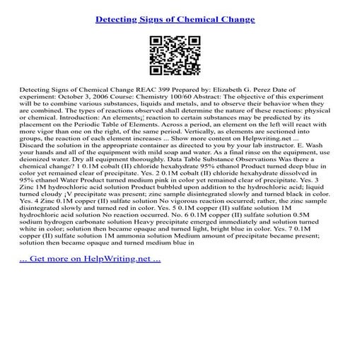 Detecting Signs Of Chemical Change | PDF