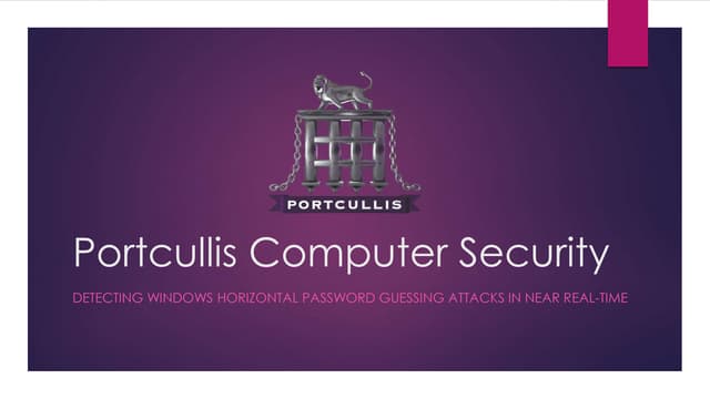 Detecting Windows Horizontal Password Guessing Attacks In Near Real Time Ppt