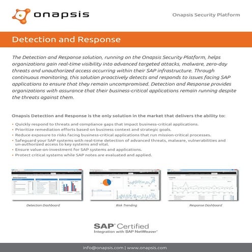 Onapsis Security Platform: Detection and Response | PDF
