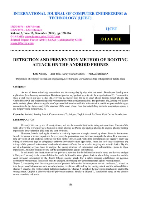 Detection And Prevention Method Of Rooting Attack On The Android Phones Pdf