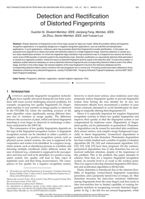 Detection And Rectification Of Distorted Fingerprints Pdf
