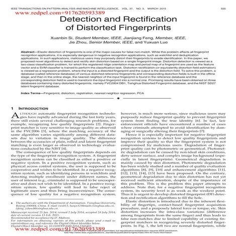 Detection And Rectification Of Distorted Fingerprints Pdf
