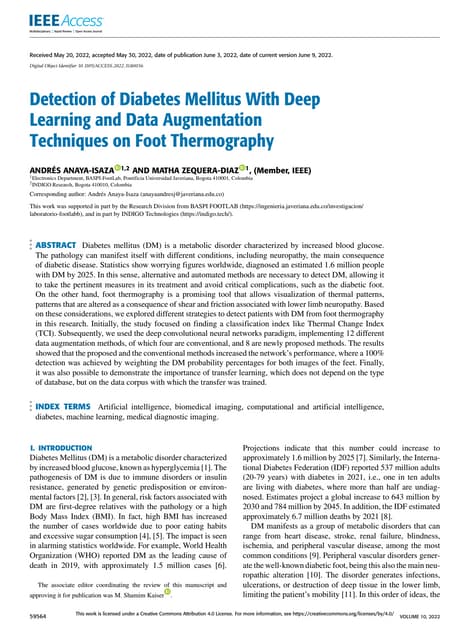 A deep learning approach to analyse diabetes foot ulcers | PPTX
