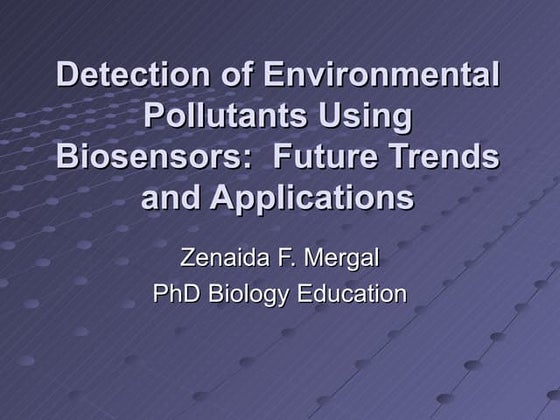 Biosensors in Environmental Monitoring | PPT