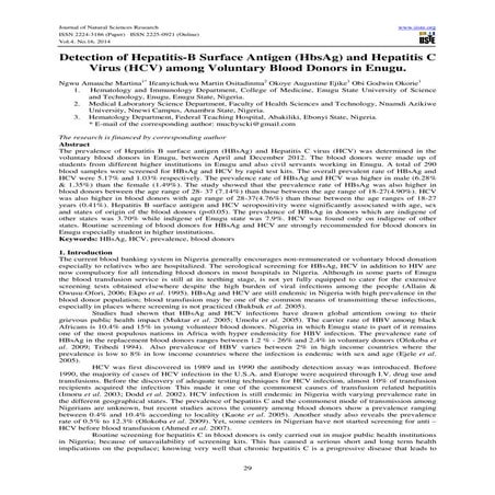Detection of hepatitis b surface antigen (hbs ag) and hepatitis c | PDF