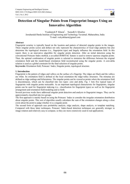 Detection Of Singular Points From Fingerprint Images Using An Innovative Algorithm Pdf