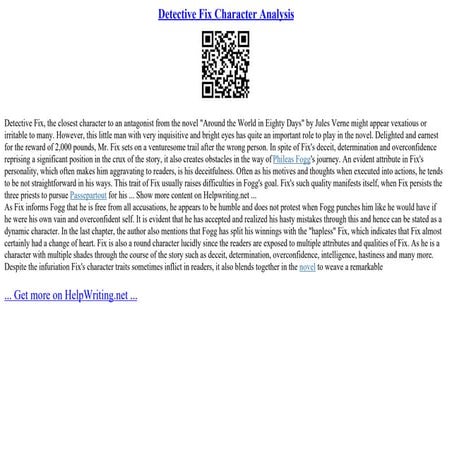 Detective Fix Character Analysis | PPT