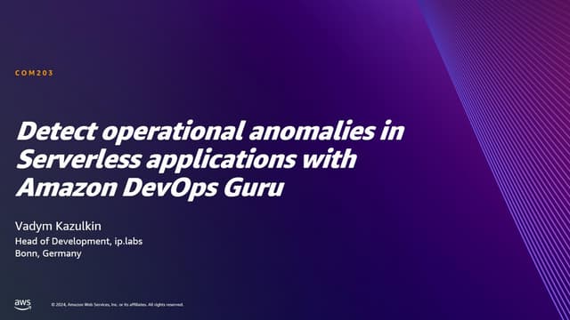Detect Operational Anomalies In Serverless Applications With Amazon Devops Guru At Aws Cloud Day