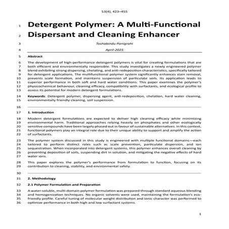 Detergent Polymer A MultiFunctional Dispersant and Cleaning Enhancer | PDF