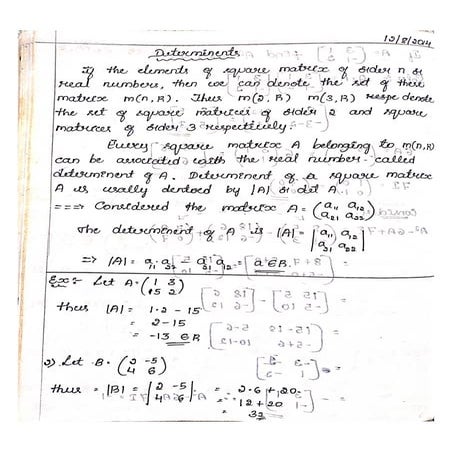 Determinants notes of applied mathematics | PDF