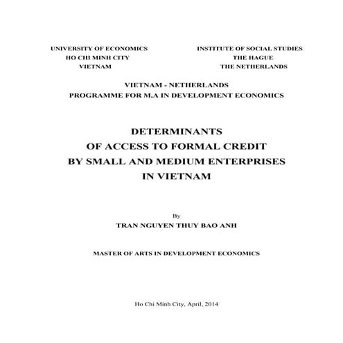 Determinants of access to formal credit by small and medium enterprises ...