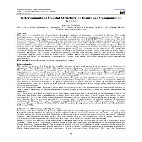 Determinants of capital structure of insurance companies in ghana | PDF