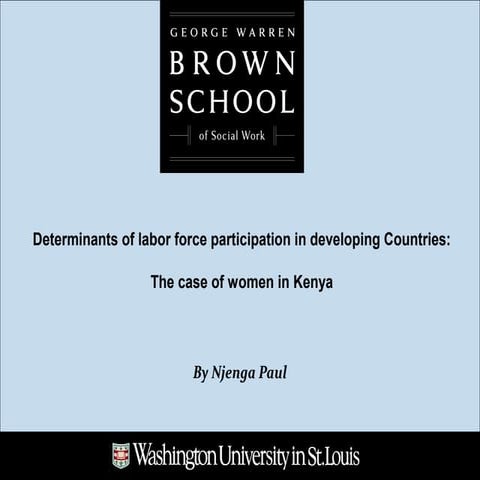 Determinants Of Female Labor Participation Ppt Reproductive Health Diseases And Conditions