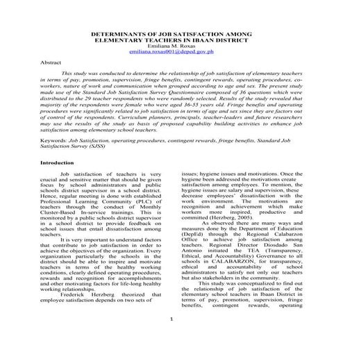 Determinants of Job Satisfaction Among Elementary Teachers.docx