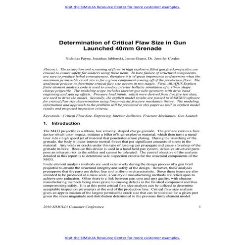 Determination of Critical Flaw Size in Gun Launched 40mm Grenade | PDF