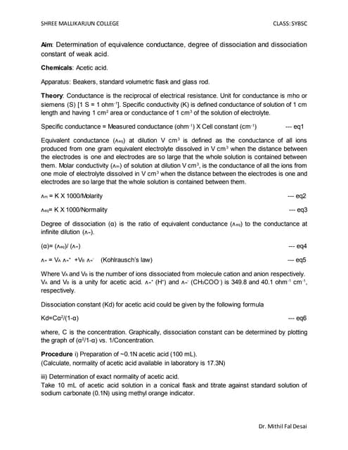Determination of cell constant | DOCX