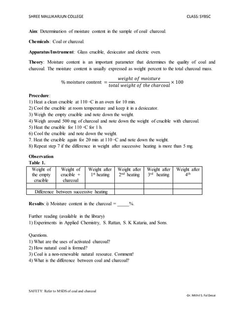 Determination of Ash content in food samples | PPTX | Chemistry | Science