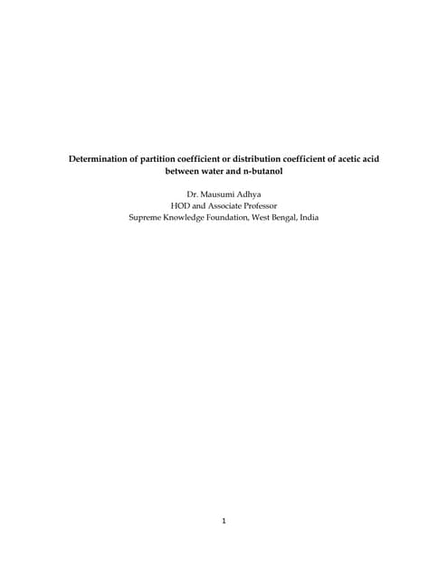 Determination of Partition coefficient of Known and Unknown drug.pdf | Chemistry | Science