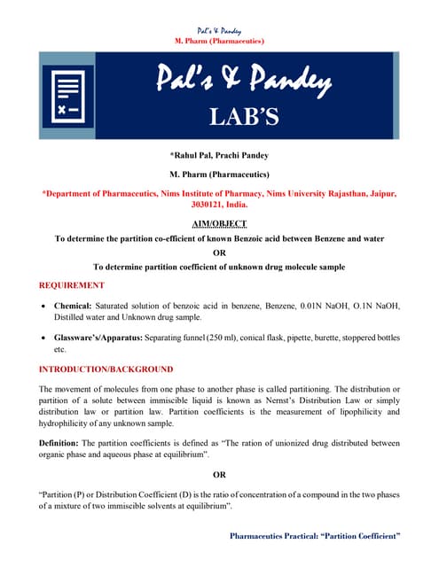 Partition coefficient | PPT