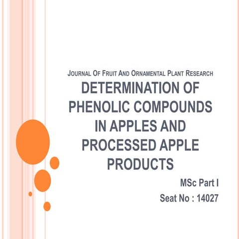 Determination of phenolic compounds | PPTX