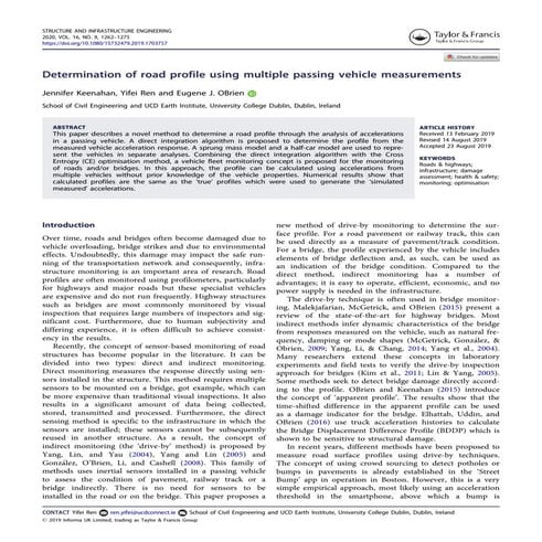 Determination of road profile using multiple passing vehicle measurements | PDF