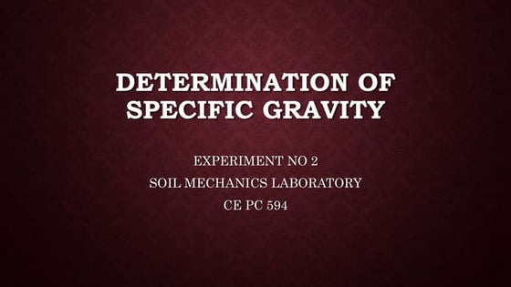 Determination of specific gravity | PDF