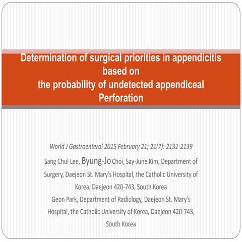 Journal club-Determination of surgical priorities in appendicitis | PPTX