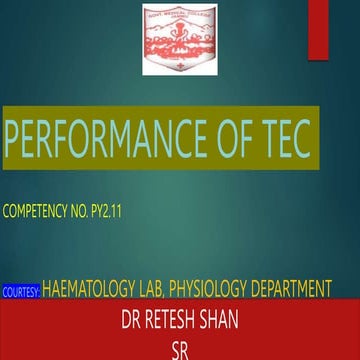 Determination of TEC total erythrocyte count | PPTX