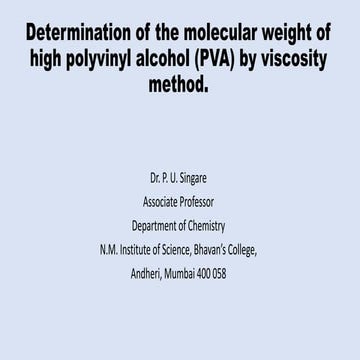 Determination of the molecular weight of high polyvinyl alcohol (pva ...