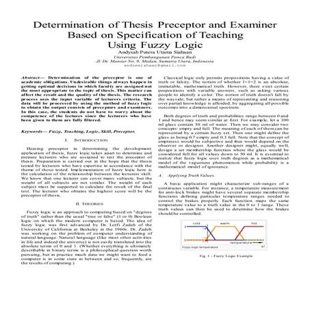 Determination Of Thesis Preceptor And Examiner Based On Specification