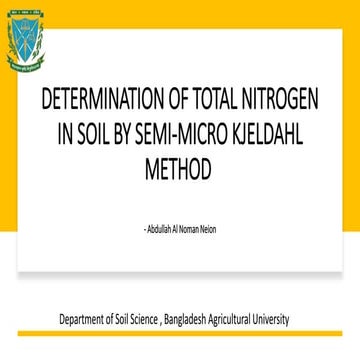 Determination of Total Nitrogen in Soil by Semi Micro Kjeldahl Method ...