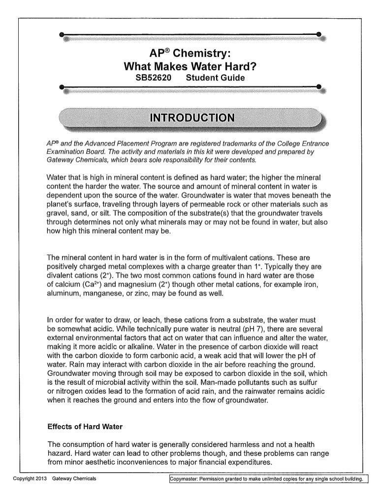 Determination of water hardness lab